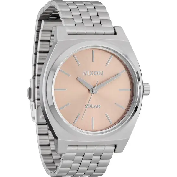 Nixon Time Teller Solar Bracelet Watch - Silver / Salmon