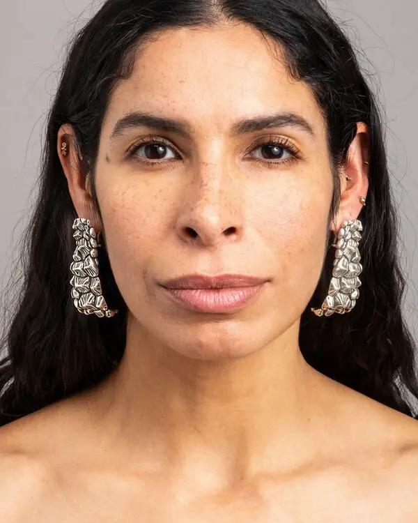 Alexis Bittar Brut Croco Hoop Earrings - Silver