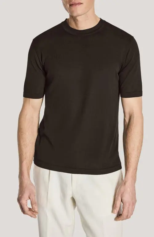 JACK VICTOR Wellington Cotton & Silk Crewneck T-shirt - Espresso