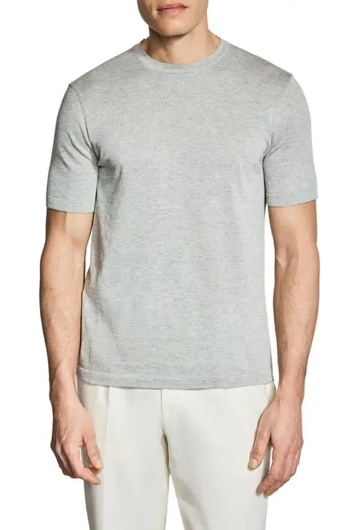 JACK VICTOR Wellington Cotton & Silk Crewneck T-shirt - Light Grey