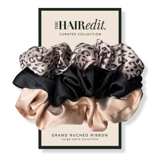 THE HAIR EDIT Grand Ruched Ribbon Scrunchies Set - One-color
