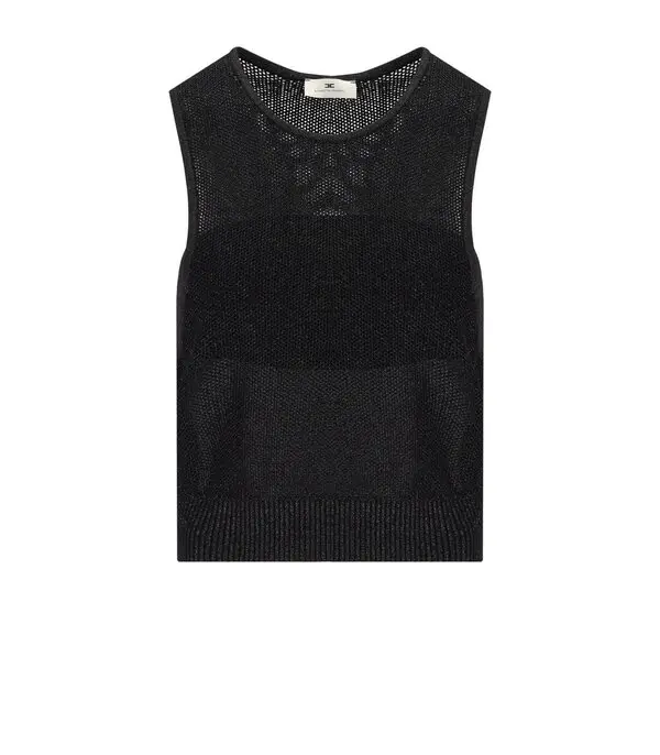 Elisabetta Franchi Knitted Lurex Top - Black