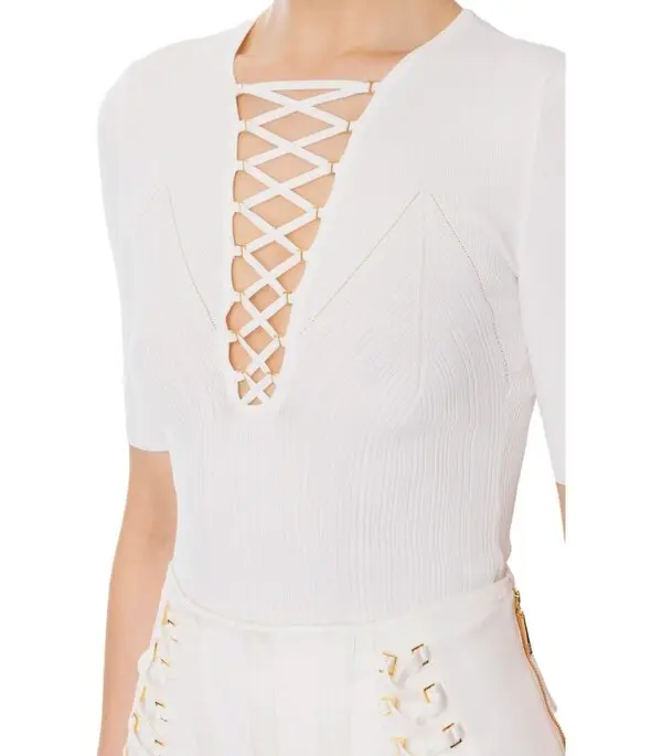 Elisabetta Franchi Knitted Top - Ivory