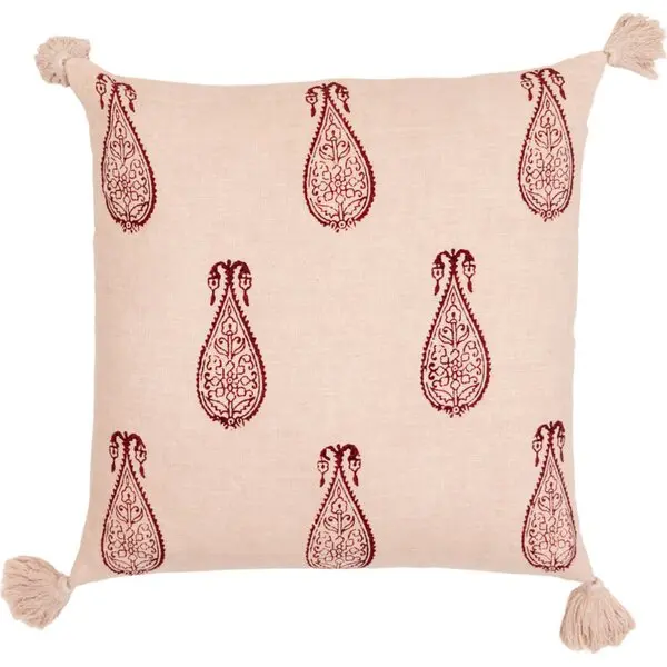 ALAMWAR Samodh Decorative Pillow Cover With Tassels - Plum