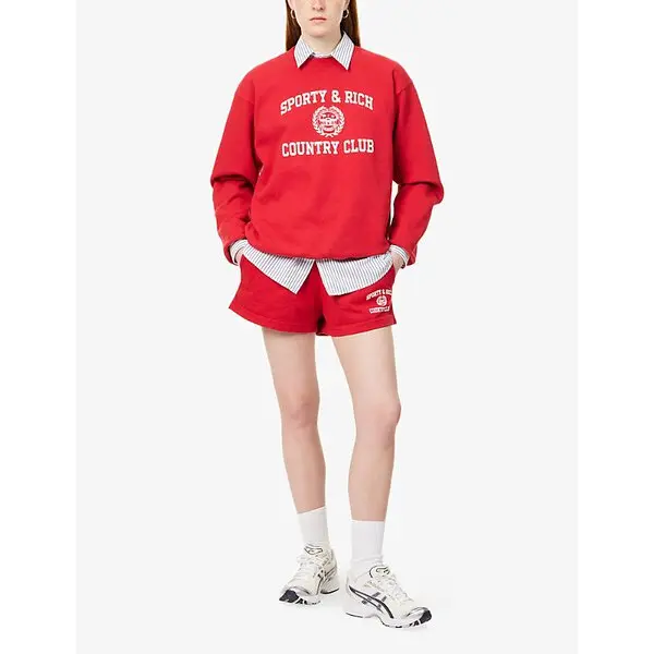 SPORTY & RICH Varsity Crest Cotton-jersey Shorts