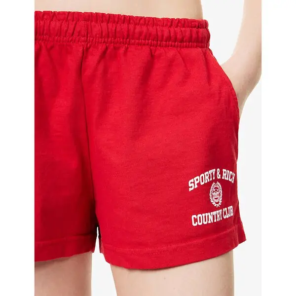 SPORTY & RICH Varsity Crest Cotton-jersey Shorts