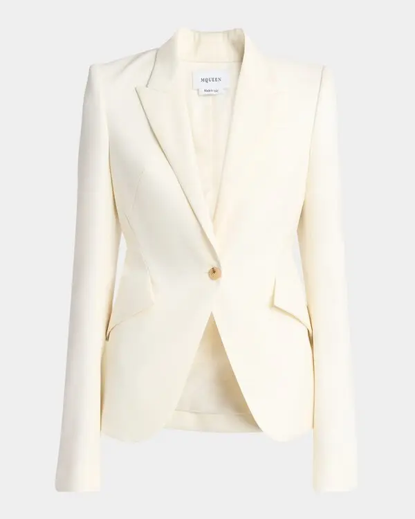 Alexander McQueen Belted Back Single-breasted Blazer - Bone