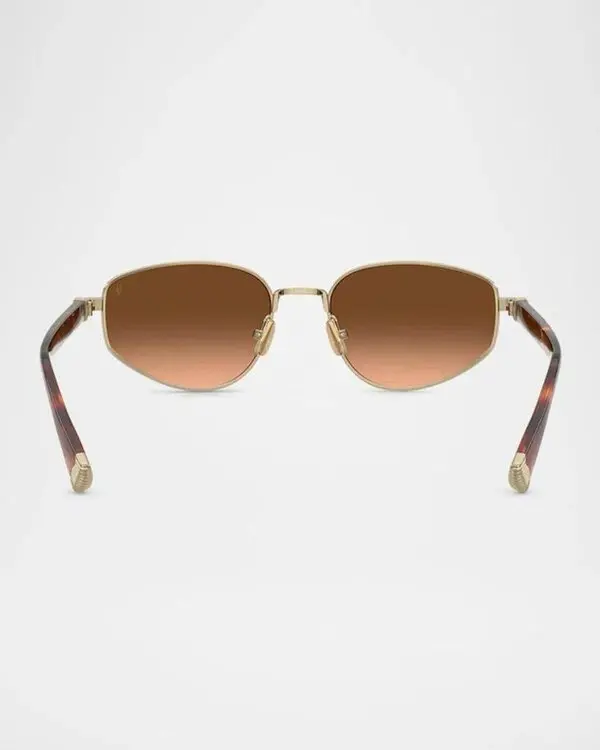 Brunello Cucinelli Titanium Oval Sunglasses - Gold