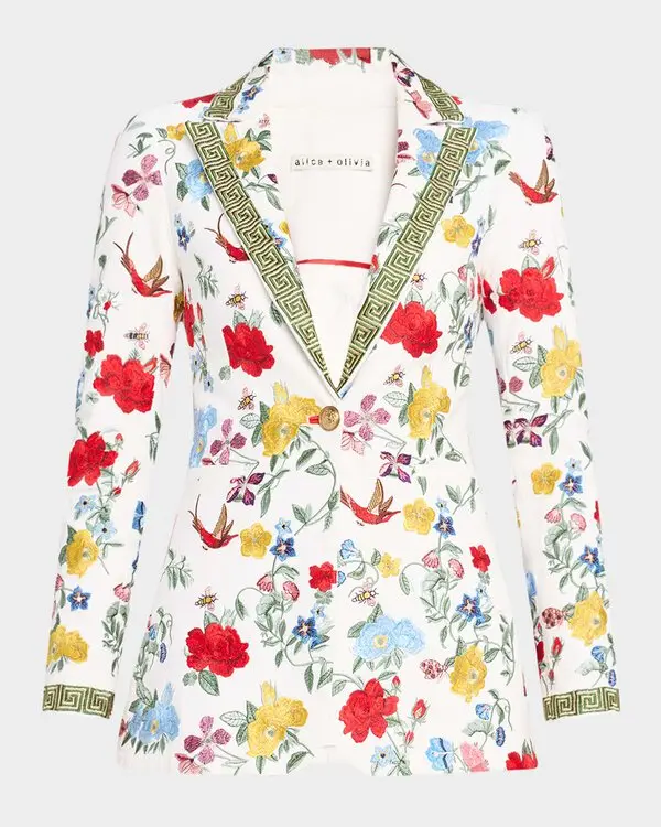 Alice + Olivia Breann Embroidered Blazer - Dollhouse