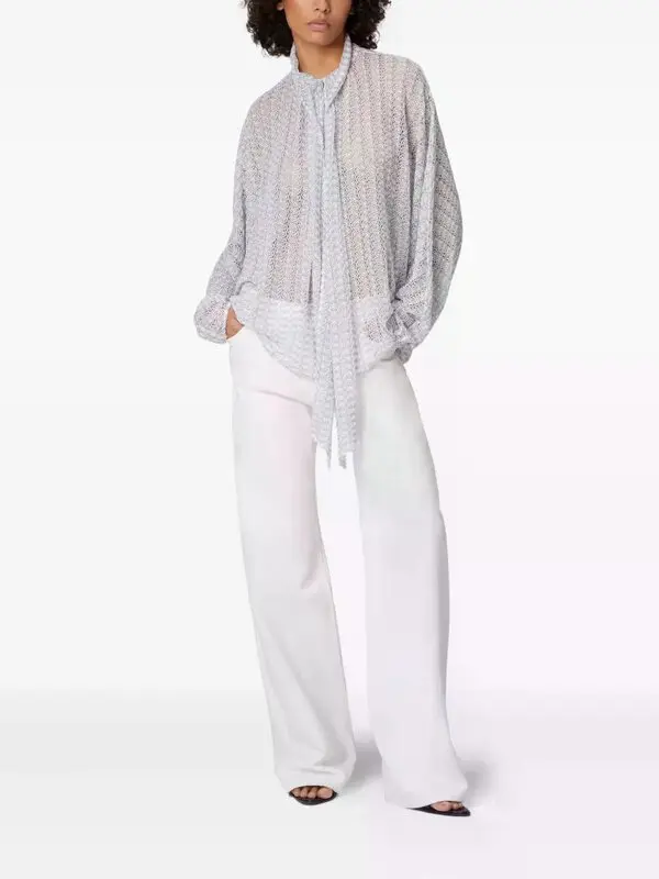Missoni Sash-collar Lamé Blouse
