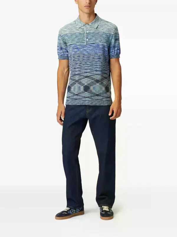 Missoni Striped Cotton Polo Shirt - Blue