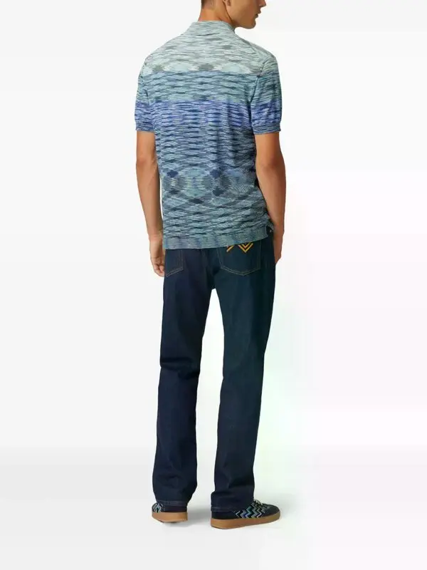 Missoni Striped Cotton Polo Shirt - Blue