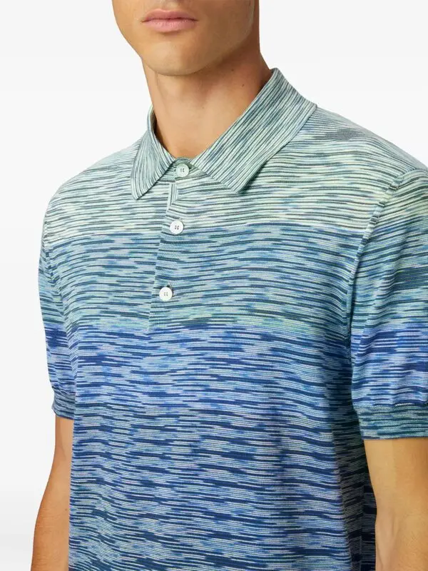 Missoni Striped Cotton Polo Shirt - Blue