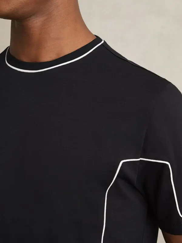 REISS Baer Cotton Piped-trim T-shirt