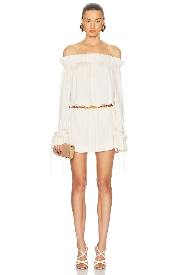 Saint Laurent Off The Shoulder Mini Dress