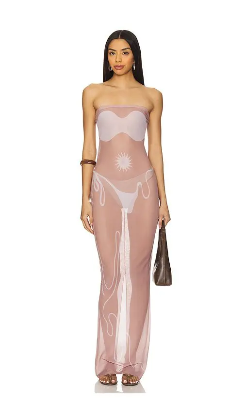 DI PETSA Tan Lines Mesh Dress - Medium Nude
