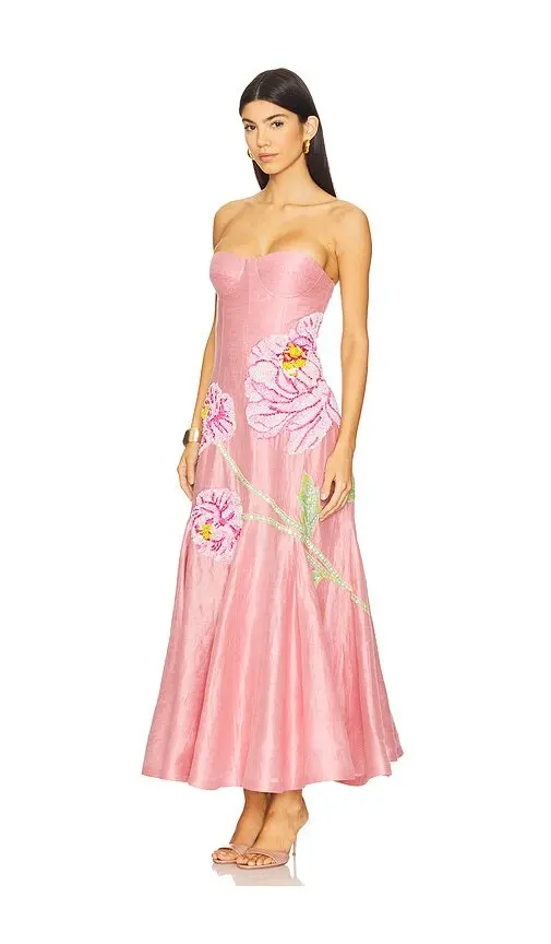LA FUORI Petaleeza Corset Gown With Floral Embellishments
