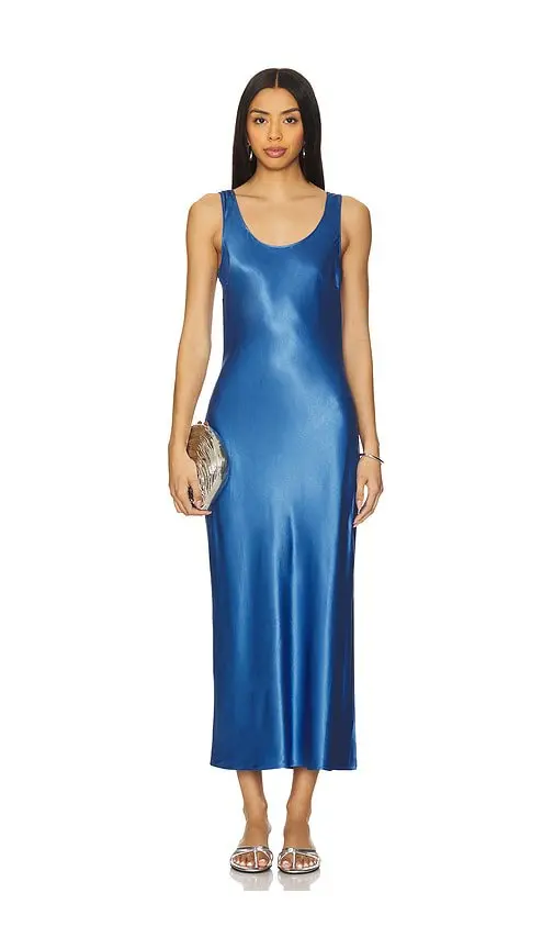 rails blue silk dress Rails Roxanne Smocked Midi Dress