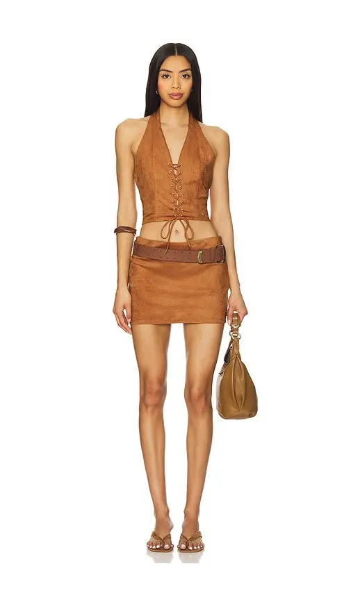 Superdown Delphi Lace-up Halter Top