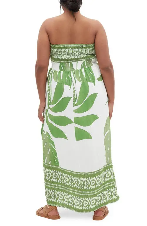 City Chic Peta Border Print Strapless Maxi Dress