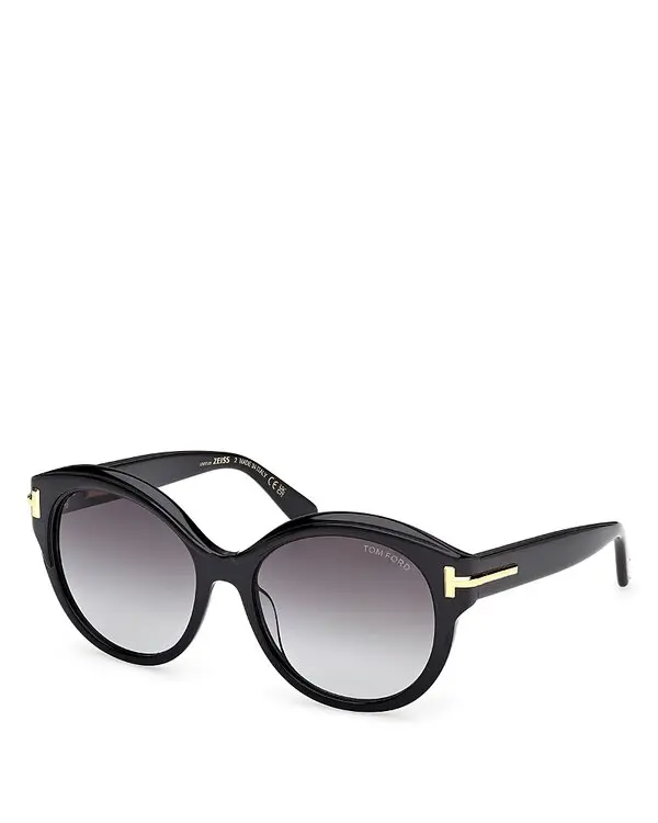 TOM FORD Icon Collection Round Sunglasses, 57mm - Black/smoke