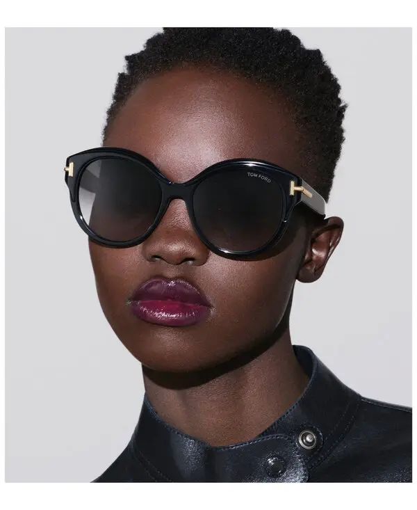 TOM FORD Icon Collection Round Sunglasses, 57mm - Black/smoke