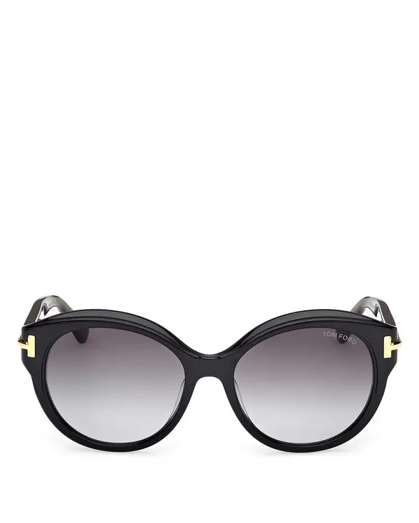 TOM FORD Icon Collection Round Sunglasses, 57mm - Black/smoke