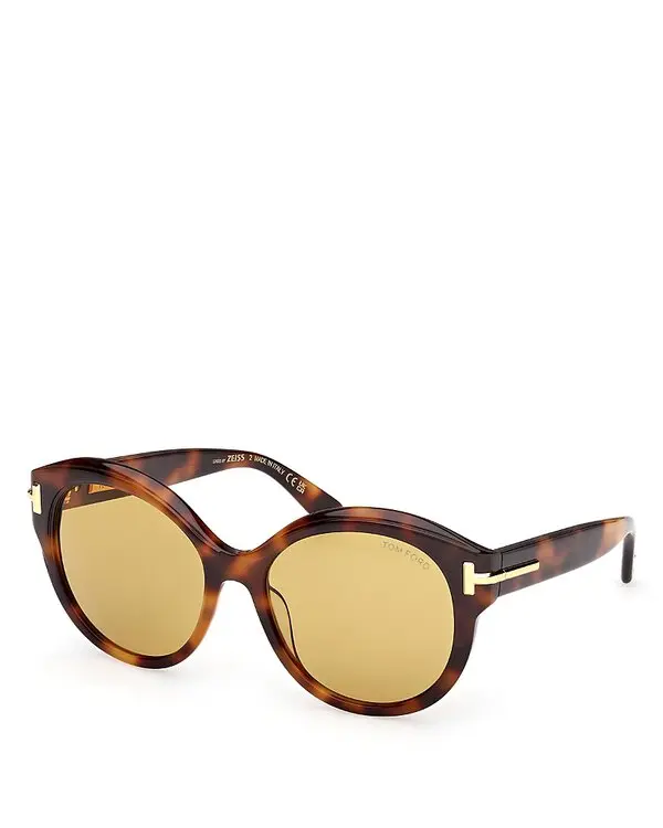 TOM FORD Icon Collection Round Sunglasses, 57mm - Havana/brown
