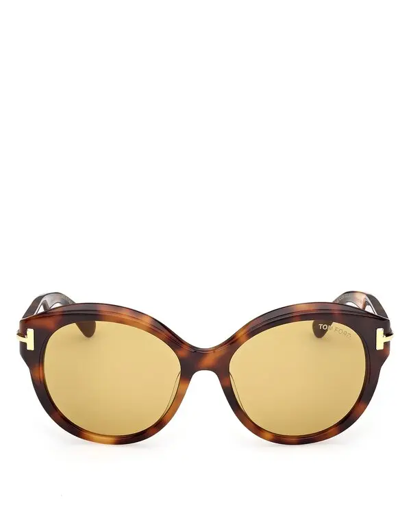 TOM FORD Icon Collection Round Sunglasses, 57mm - Havana/brown