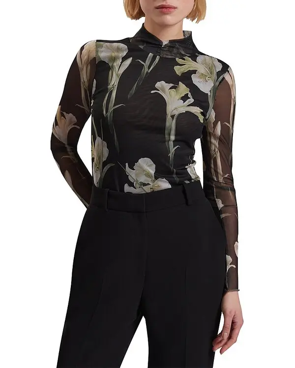 Ted Baker London Fiaahh High Neck Mesh Top - Black
