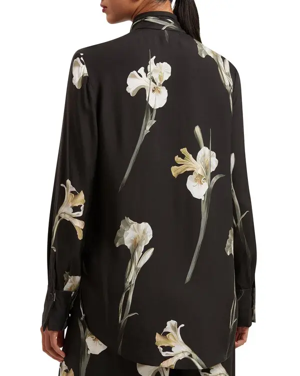 Ted Baker London Zakiier Printed Scarf Detail Long Sleeved Blouse
