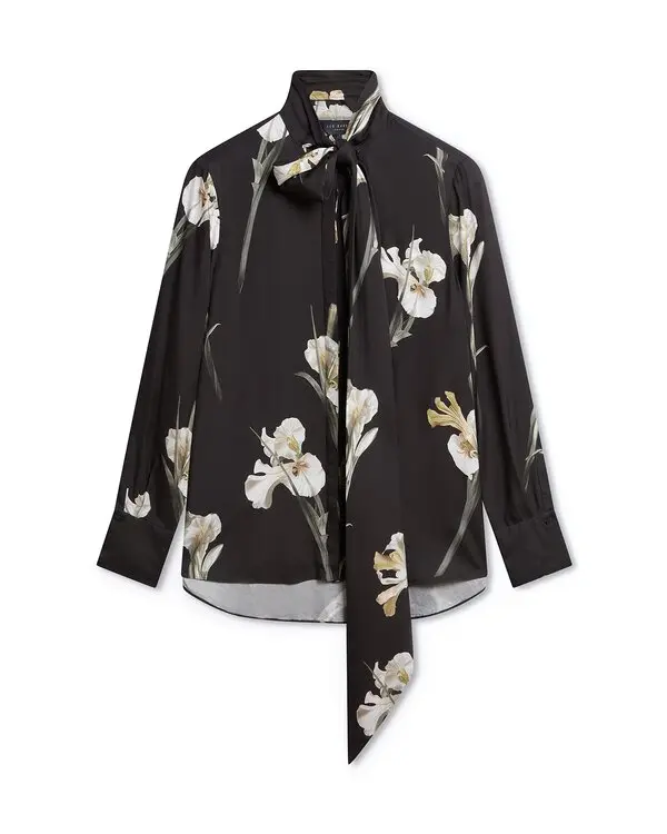 Ted Baker London Zakiier Printed Scarf Detail Long Sleeved Blouse