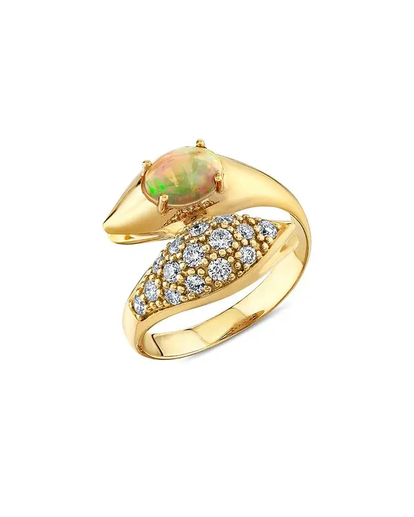 SYDNEY EVAN 14k Yellow Opal & Diamond Snake Ring - Gold