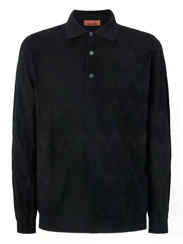 Missoni Zigzag-woven Polo Shirt - Black