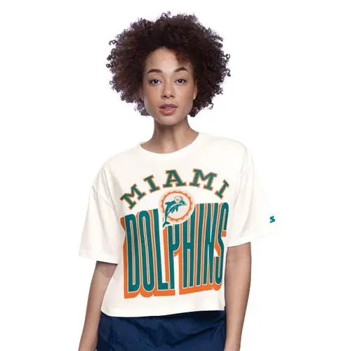 STARTER Miami Dolphins Throwback Play The Ball Boxy Cropped T-shirt