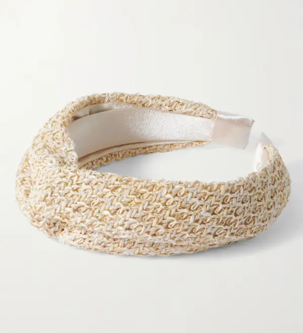 Eugenia Kim Trish Knotted Metallic Woven Headband - Cream