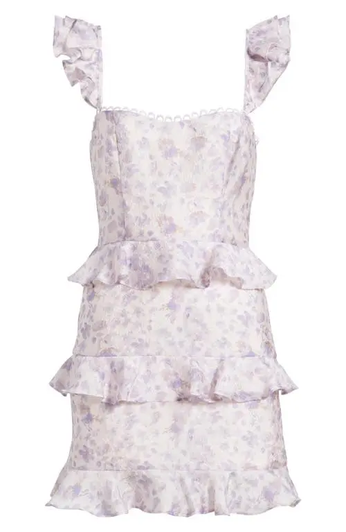 Lulus Bianca Ruffle Strap Floral Jacquard Minidress