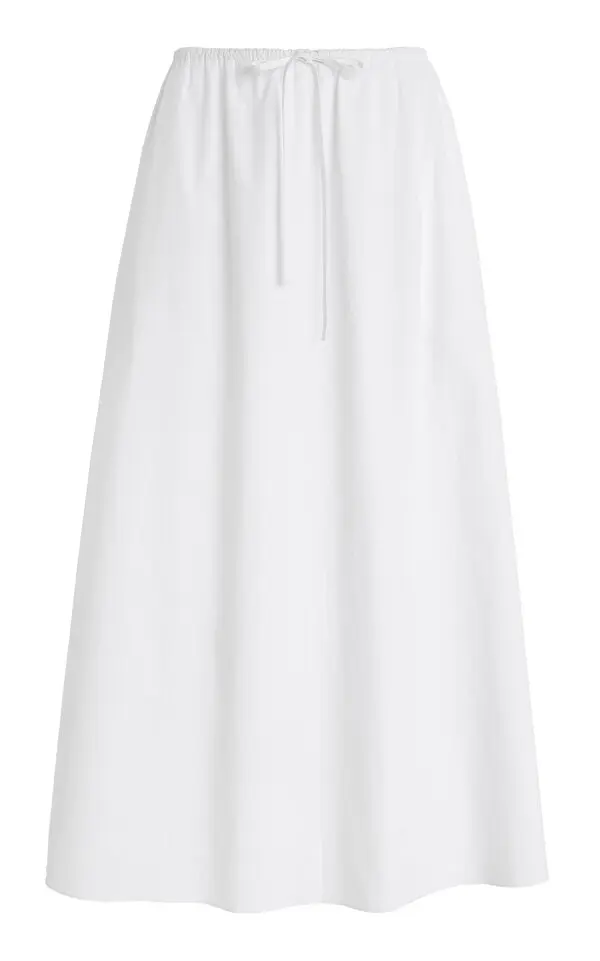 Matteau Drawcord Organic Cotton Maxi Skirt - White
