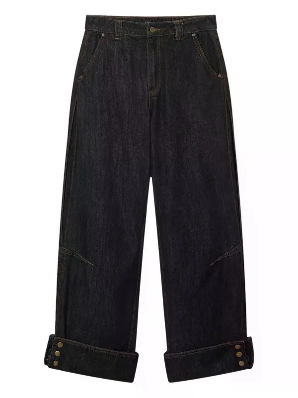 TOUT A COUP Turn-up Hem Wide Leg Jeans