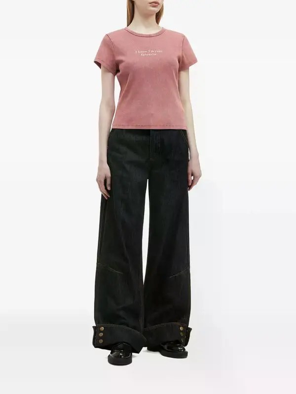 TOUT A COUP Turn-up Hem Wide Leg Jeans