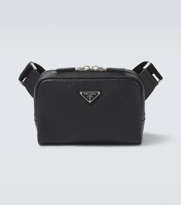 Prada Small Leather Shoulder Bag - Black