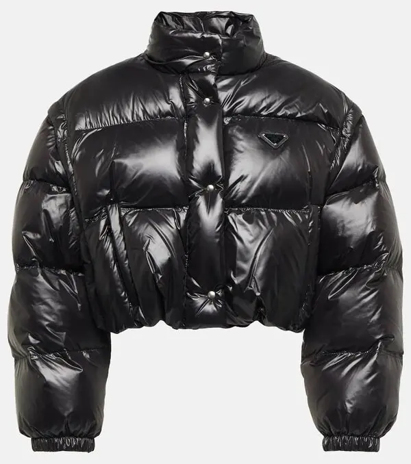 Prada Re-nylon Cropped Down Jacket - Black