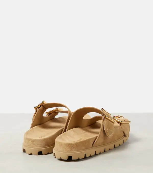 Prada Logo Suede Sandals