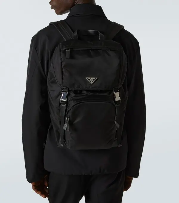 Prada Re-nylon Logo Backpack - Black
