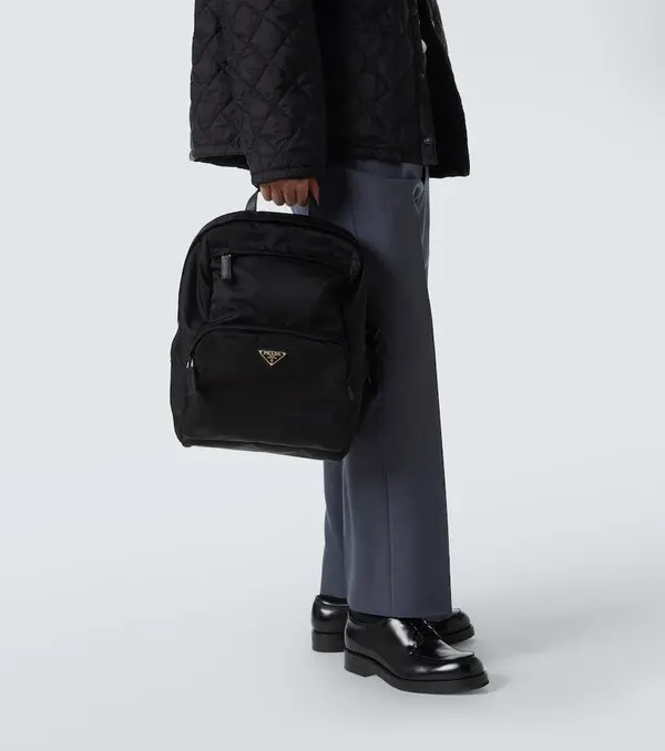 Prada Re-nylon Logo Backpack - Black
