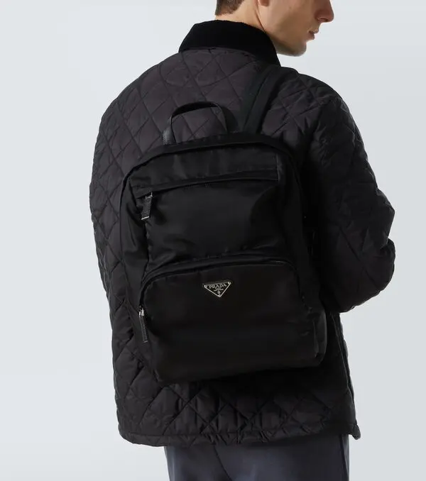 Prada Re-nylon Logo Backpack - Black