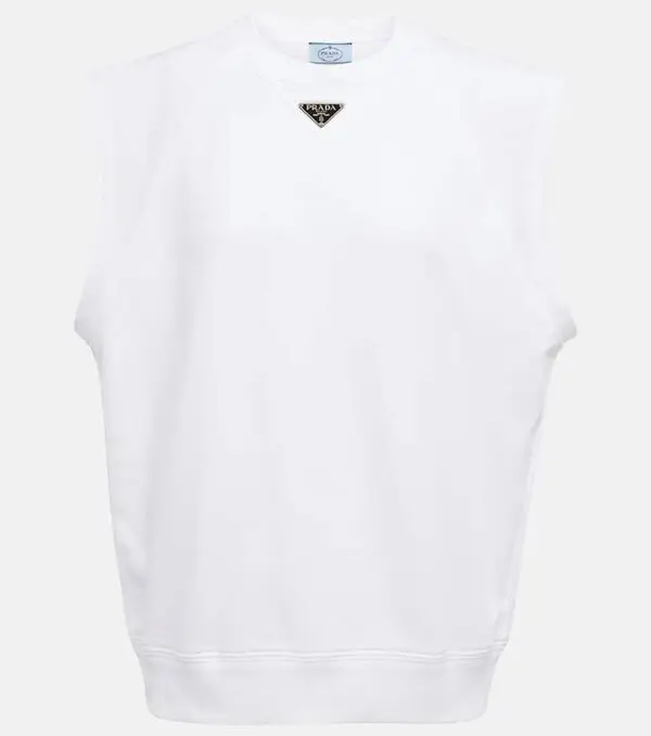 Prada Logo Cotton Jersey Top