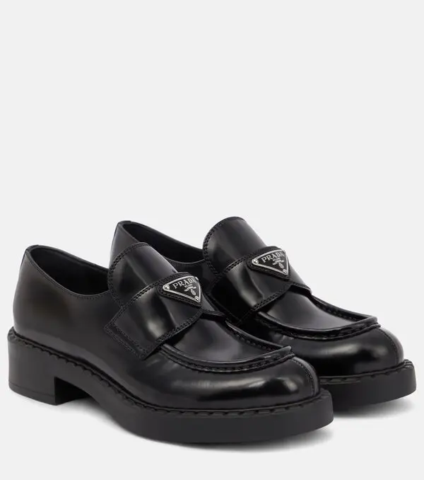 Prada Platform Leather Loafers - Black