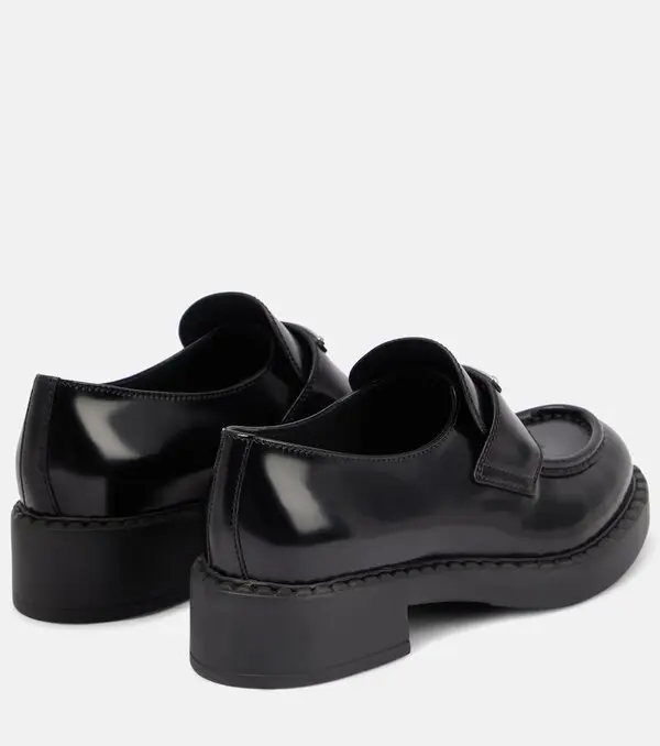 Prada Platform Leather Loafers - Black