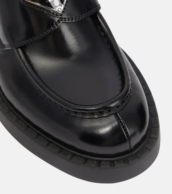 Prada Platform Leather Loafers - Black